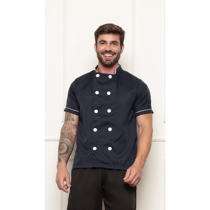 Dolma Chef Masculina Manga Curta Azul Emerald